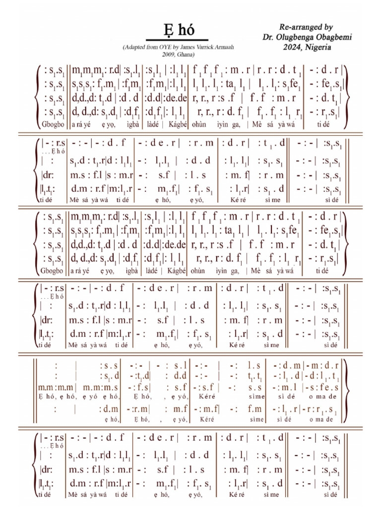 Solfa Notes Eho Christmas Song | PDF