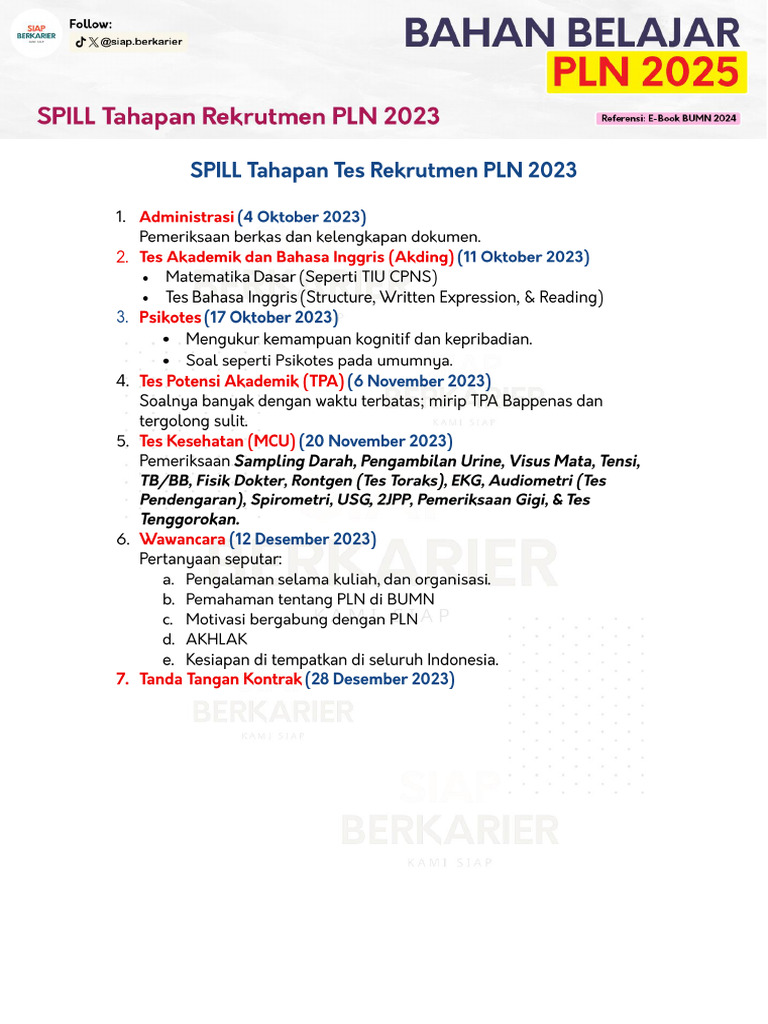 Tahapan Rekrutmen PLN 2023 Lengkap | PDF