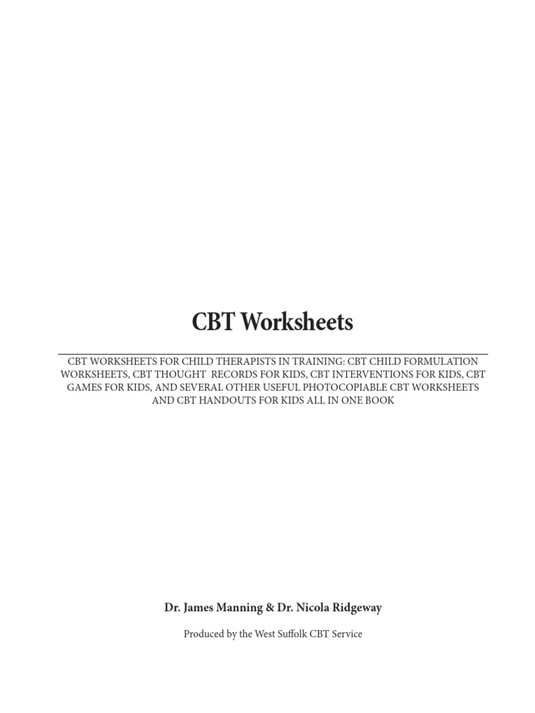 CBT Worksheets for Child Therapists | PDF | Cognitive Behavioral ...