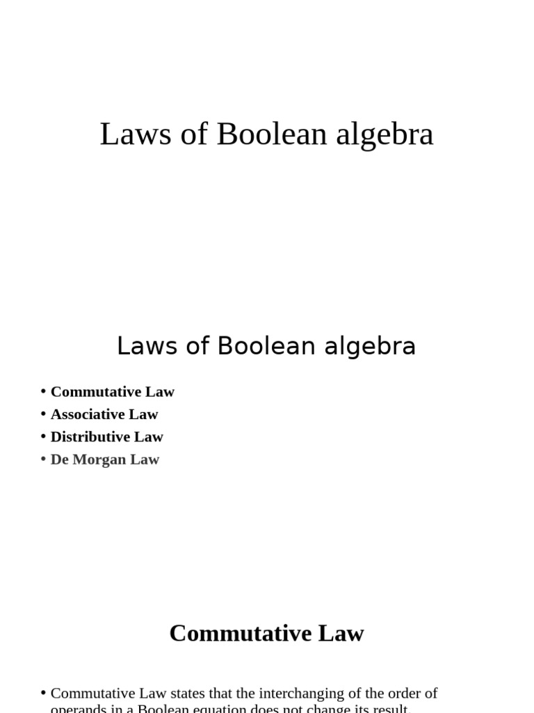 Laws of Boolean Algebra | PDF