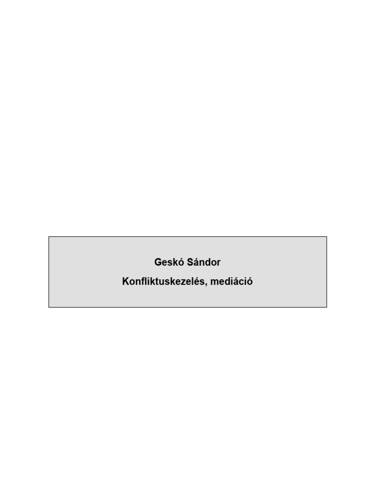 Gesko Konfliktuskezeles Mediacio | PDF