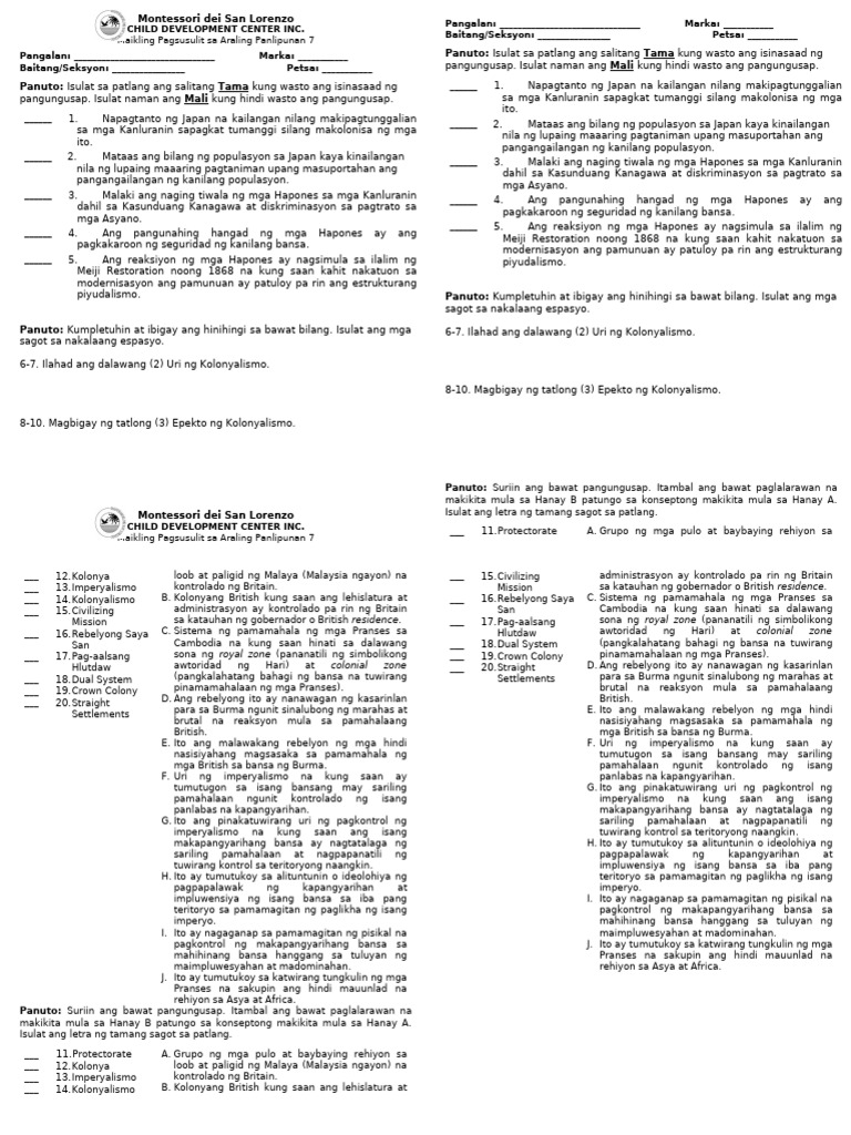 2nd Quiz AP7 October15 | PDF