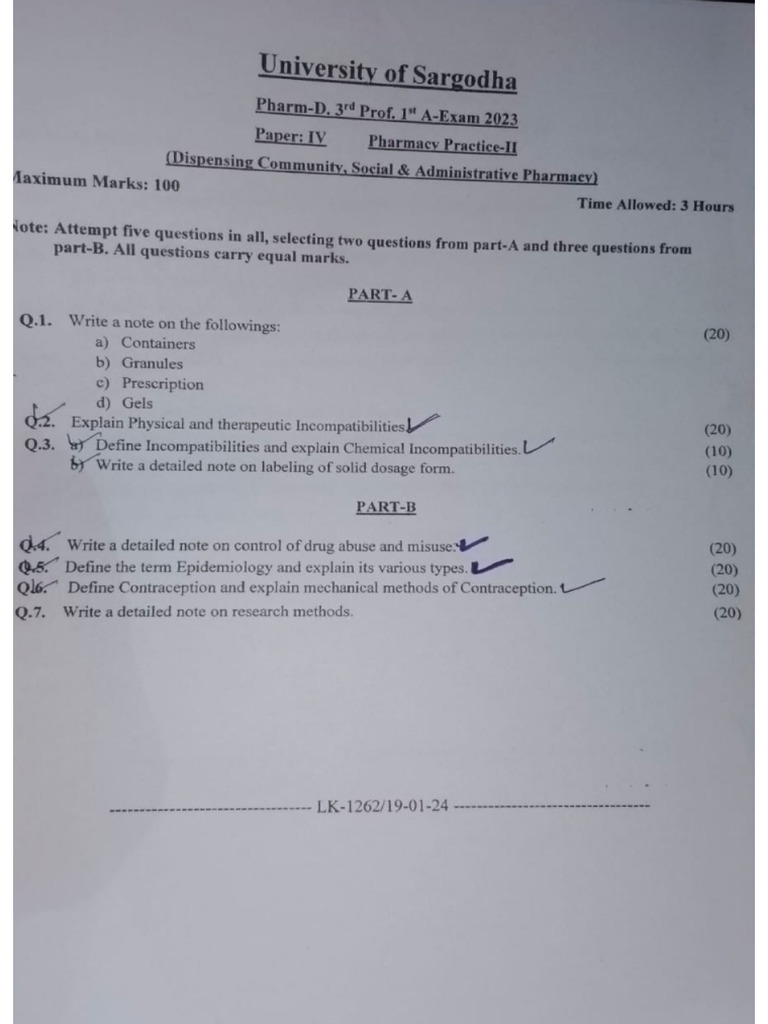 Dispensing and Community Past Papers 3rd Prof.-1 | PDF