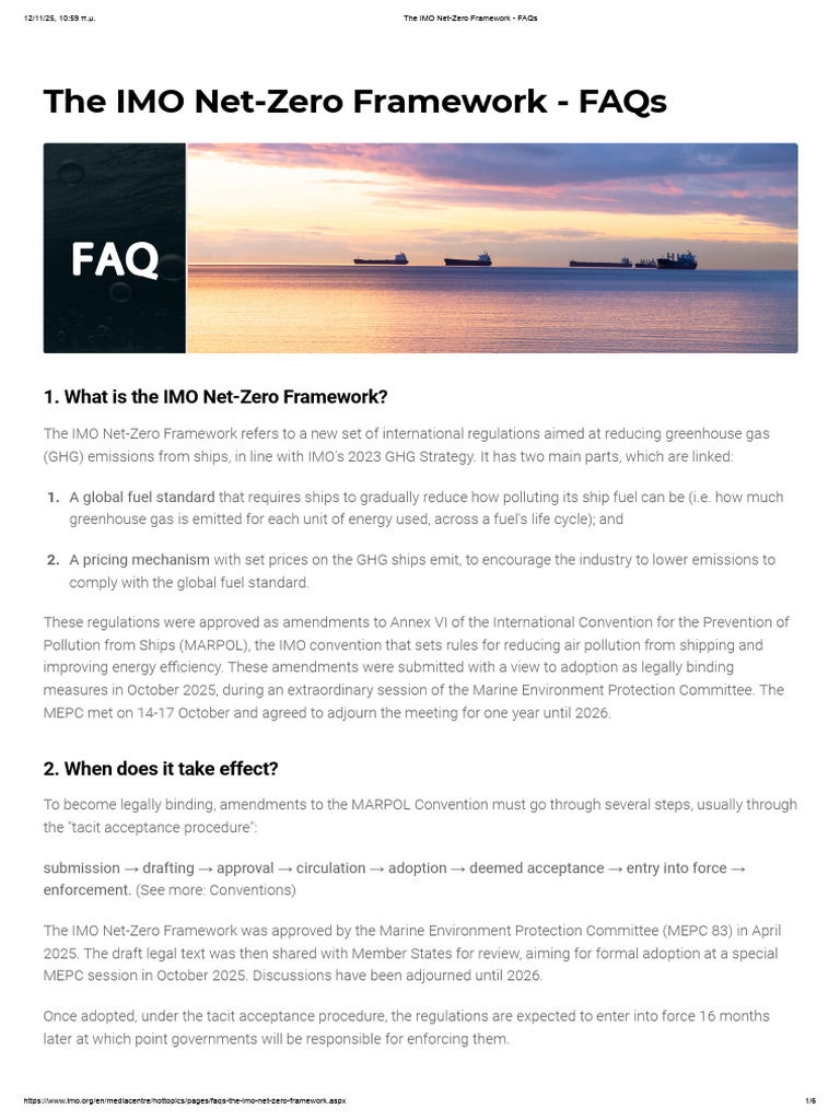 The IMO Net-Zero Framework - FAQs | PDF | Greenhouse Gas | Climate Change