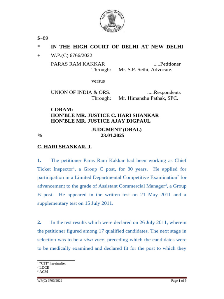 Paras Ram Kakkar | PDF | Judiciaries | Public Law