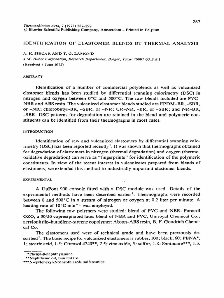 Identification of Elastomers by Thermal Analysis | PDF | Differential Scanning Calorimetry ...