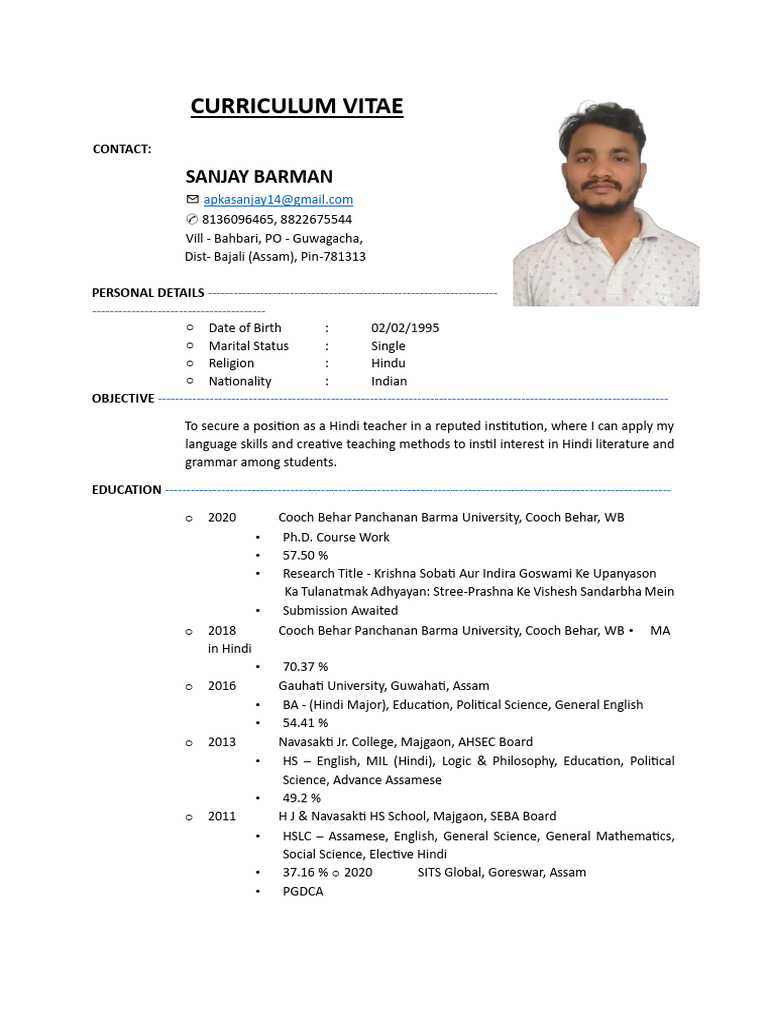 CV Sanjay New | PDF