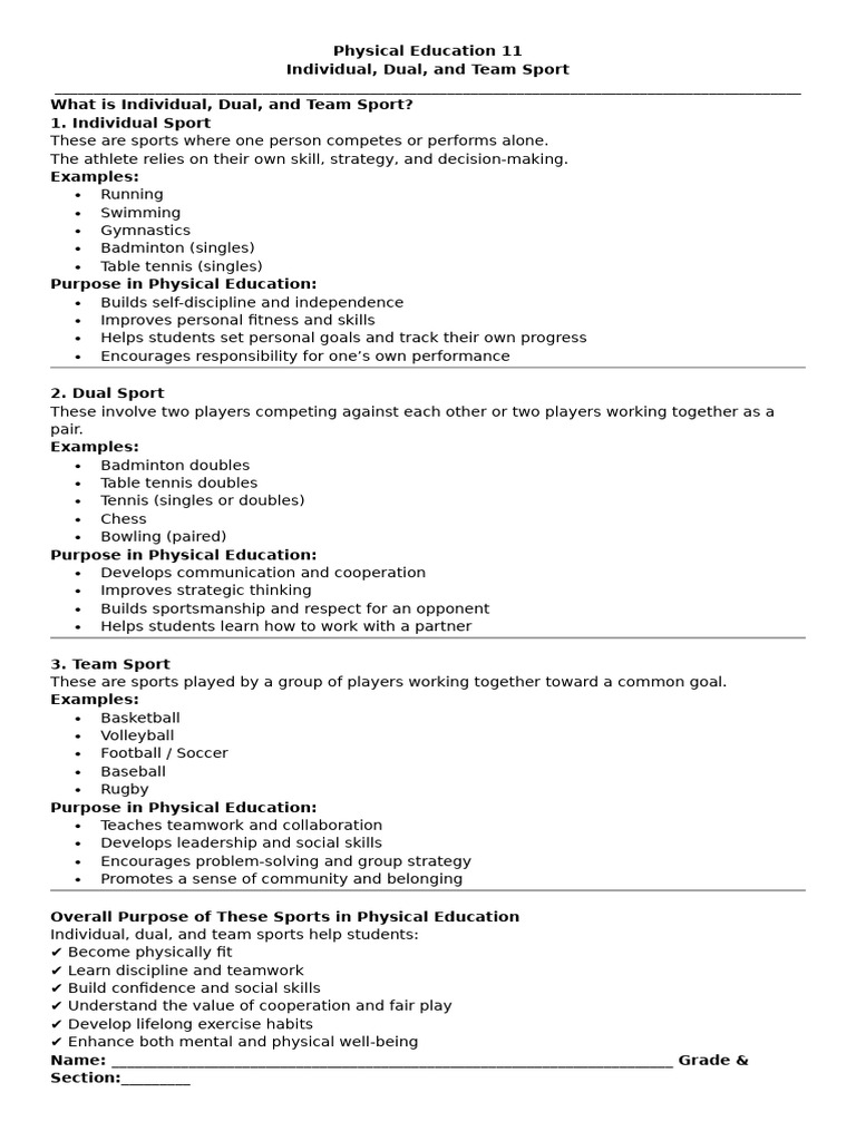 PE11 INDIVIDUAL ACTIVITY Understanding Sports Categories | PDF | Sports ...