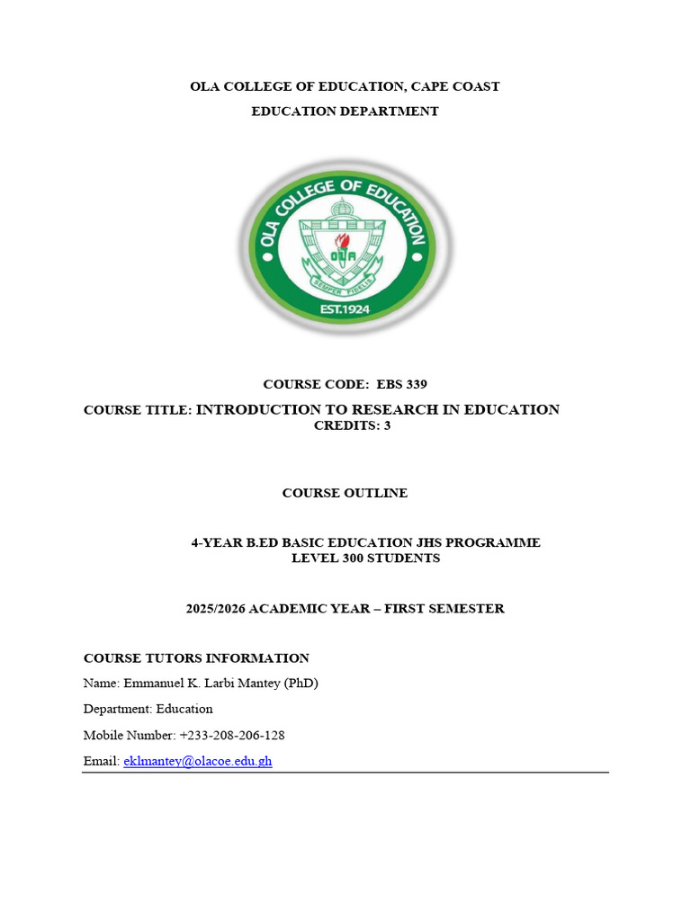 Course Outline - Research Methods | PDF | Hypothesis | Methodology