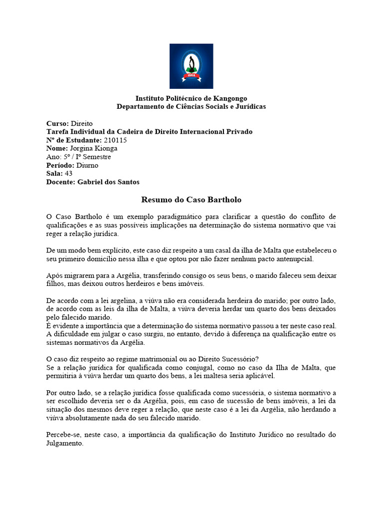 Análise do Caso Bartholo e Sucessão | PDF | Malta | Justiça