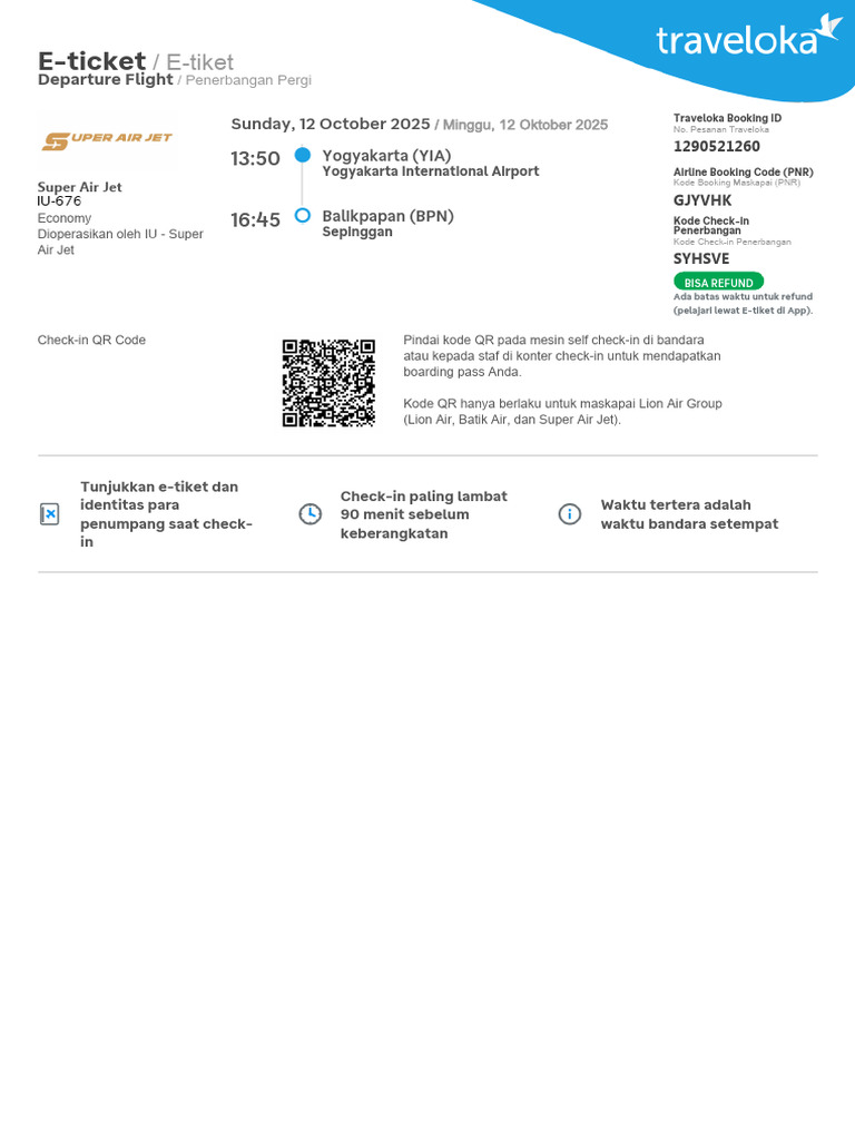 Flight#1 Zulkarnaen Jamal Yia Syhsve Bpn Flight Originating | PDF