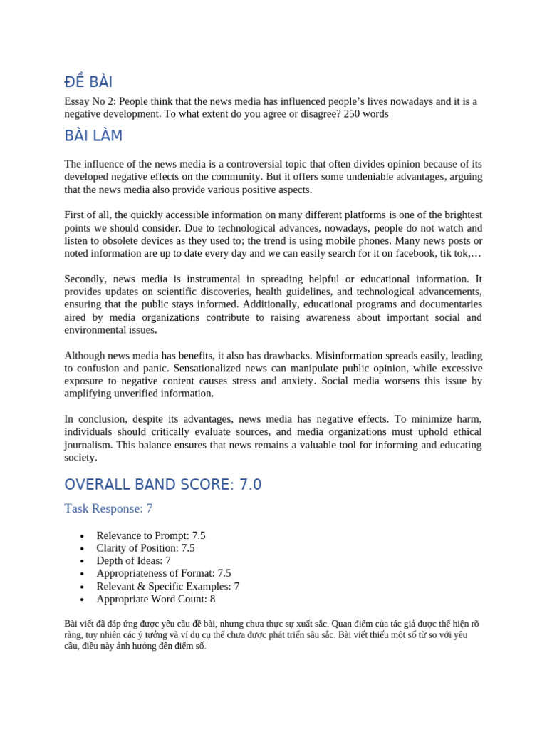 ĐỀ BÀI essay 2 | PDF