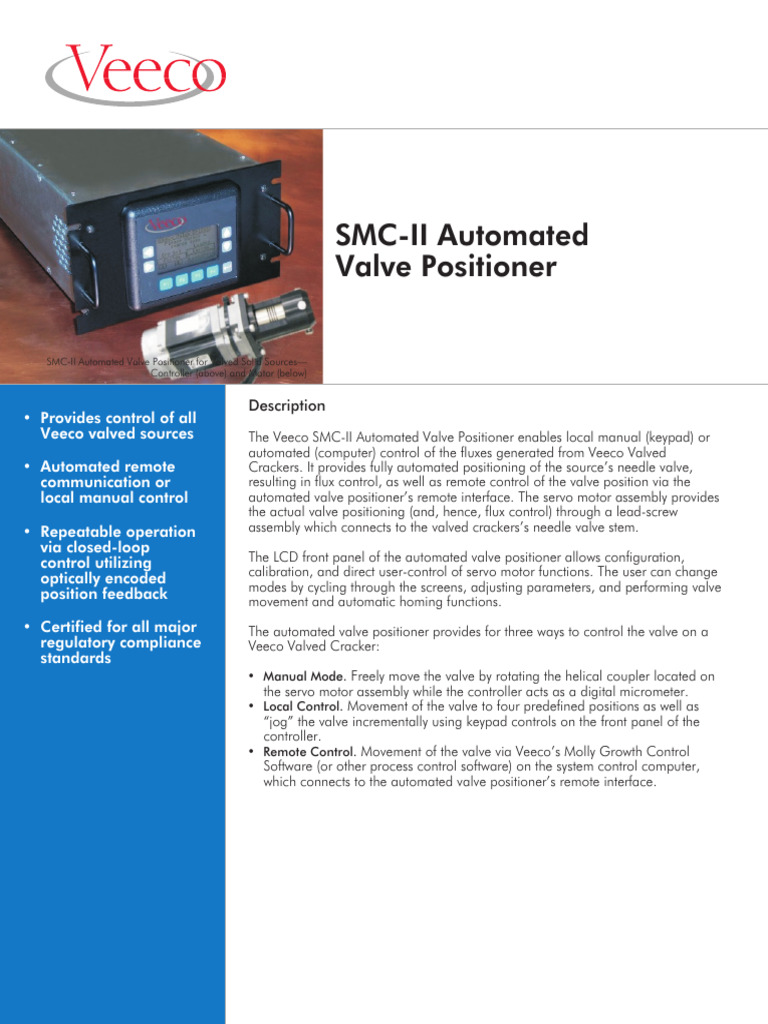 Veeco SMC-II Valve Positioner Overview | PDF | Valve | Electrical ...