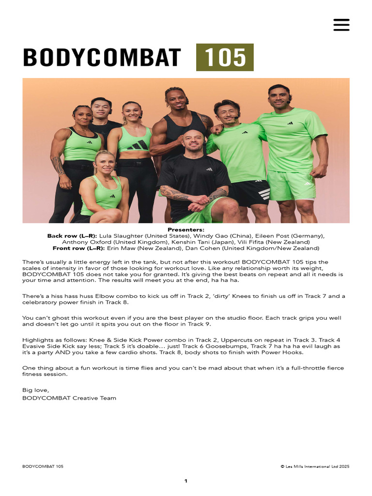 BODYCOMBAT 105 Workout Overview | PDF | Foot | Human Anatomy