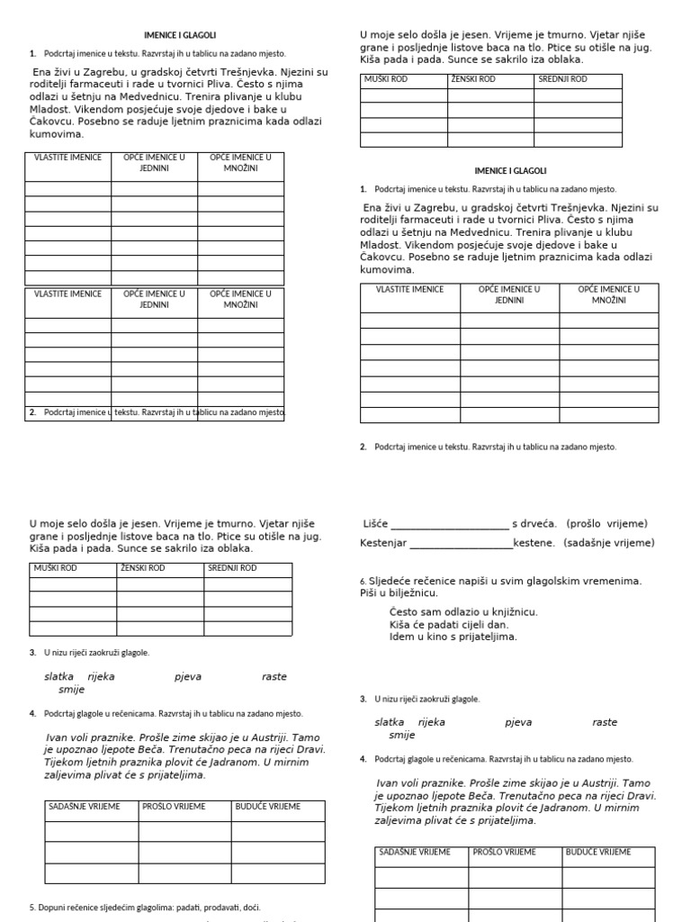 vrste riječi-vježba | PDF