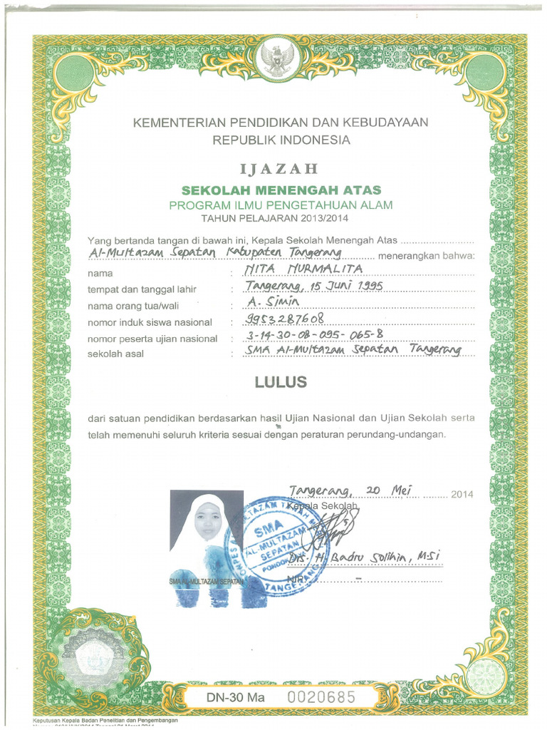 ijazah smp | PDF