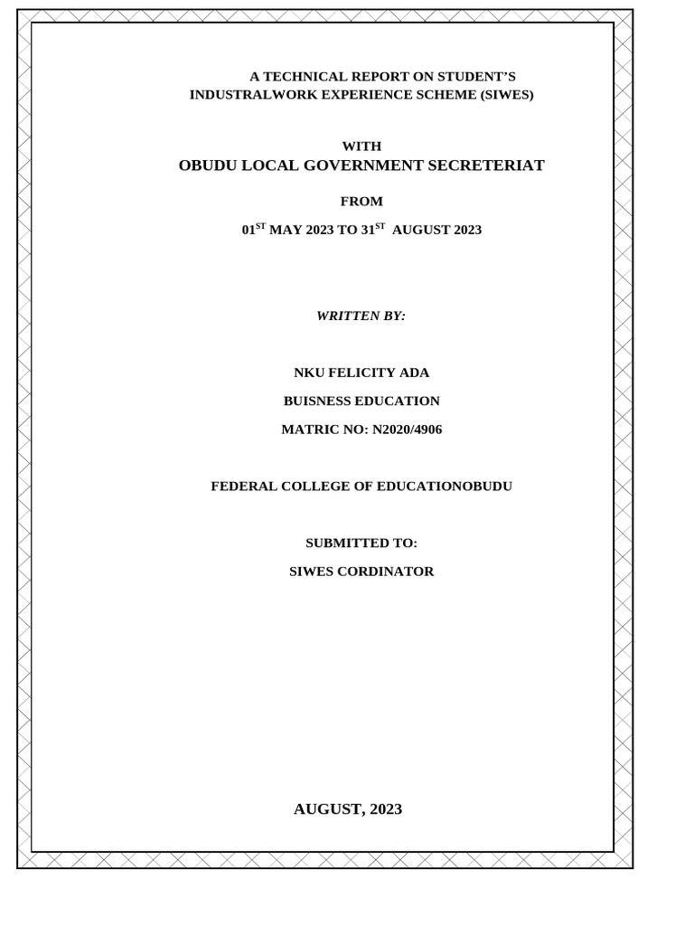 Buisness Education Siwes Report Report For College of Education | PDF ...