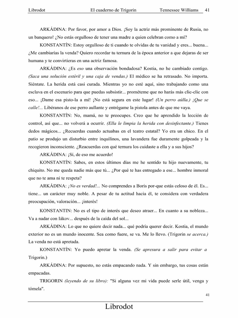 El Cuaderno de Trigorin (Adaptación Tennessee Williams de La Gaviota de ...