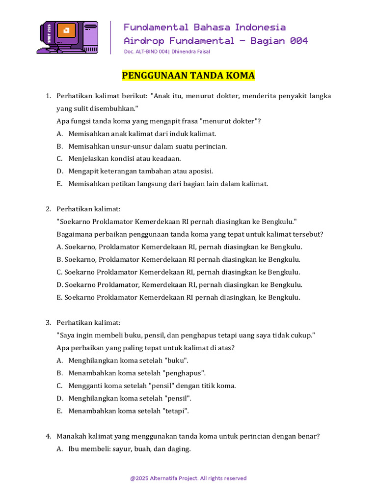 [Soal-BIND] 04. Penggunaan Tanda Titik | PDF