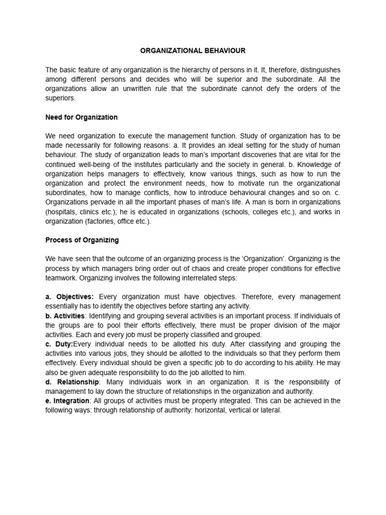 Organizational Behaviour | PDF | Hierarchy | Psychological Concepts