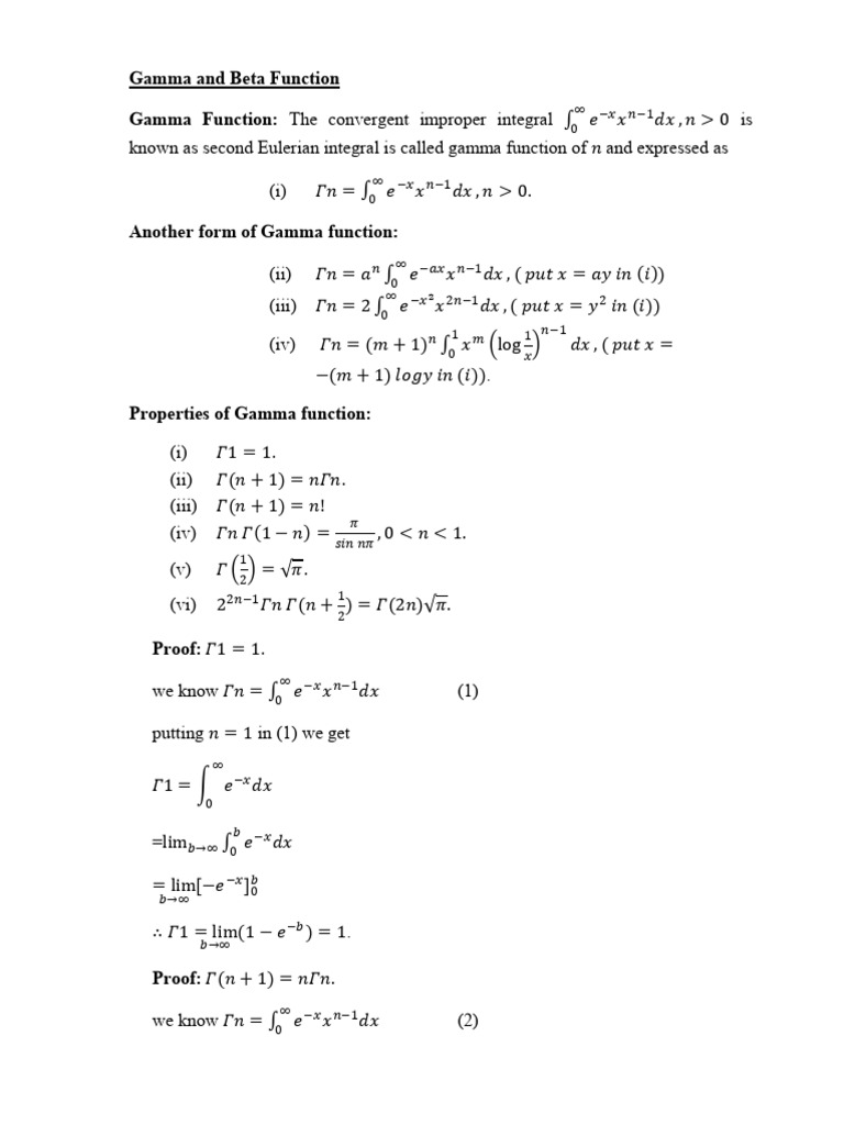 Gamma Beta Function | PDF | Combinatorics | Calculus