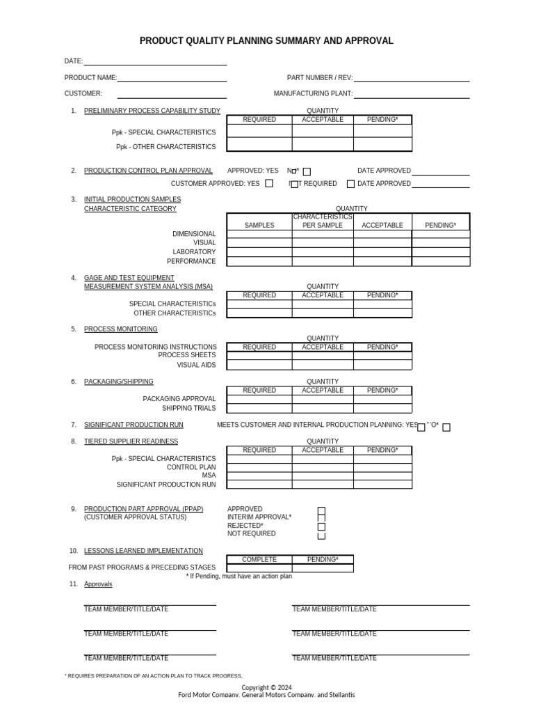APQP Appendix E Product Quality Planning Form - Final | PDF | Chess ...
