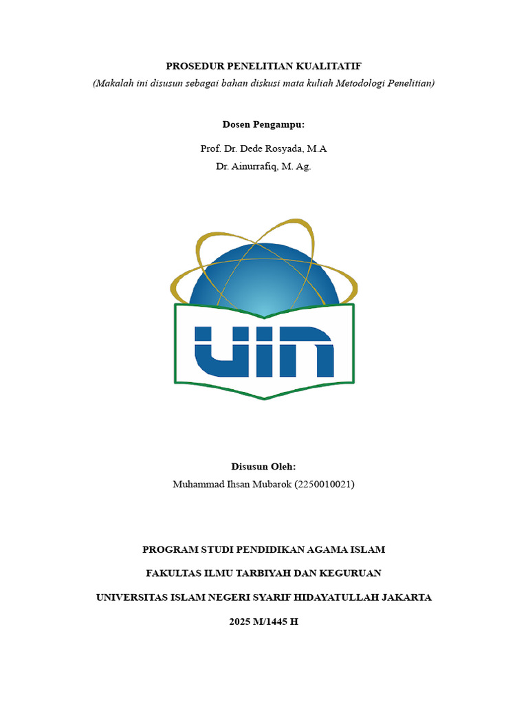 Makalah - Prosedur Penelitian Kualitatif - Muhammad Ihsan Mubarok | PDF