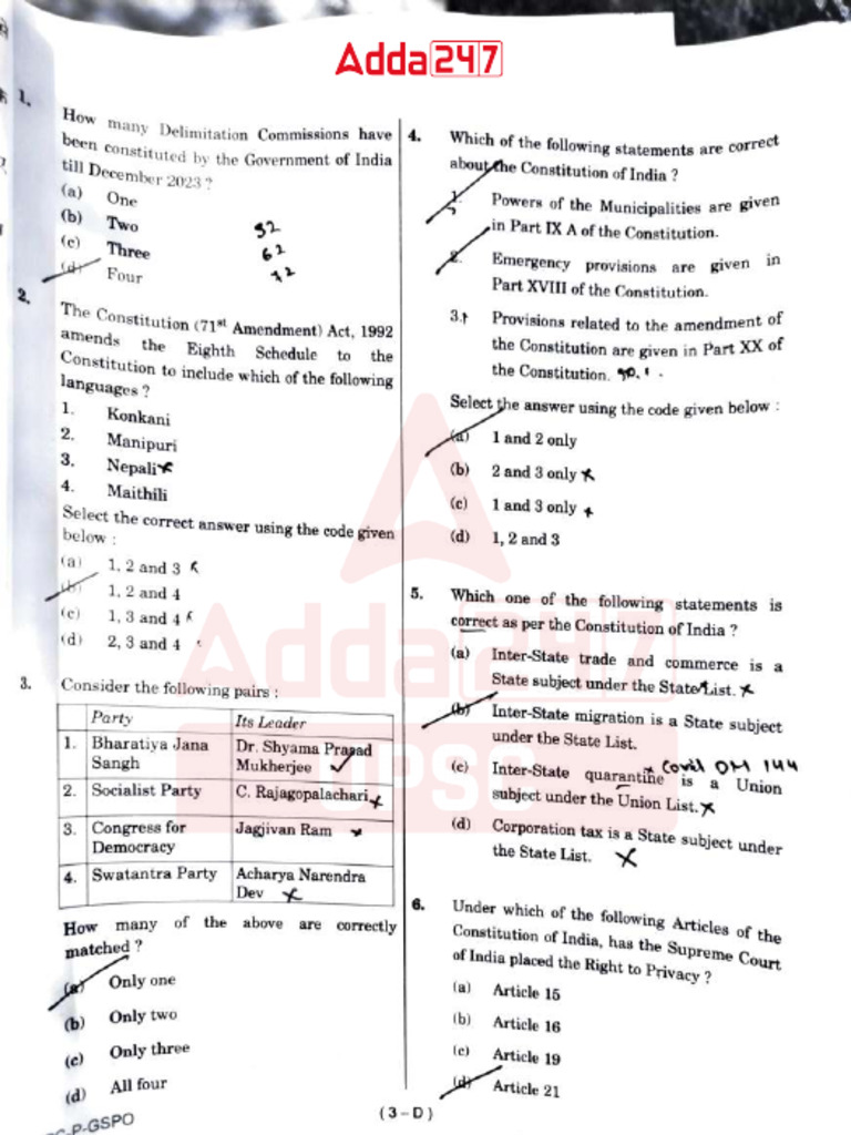UPSC CSE 2024 Paper 1 - Compressed SET D | PDF