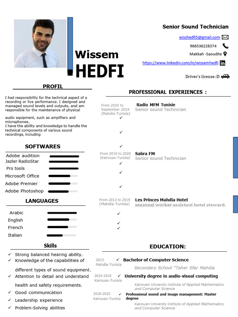 CV WISSEM(1)-1-1 | PDF | Computing | Sound