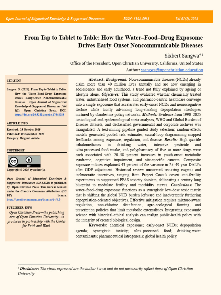 From Tap To Tablet To Table: How The Water-Food-Drug Exposome Drives ...