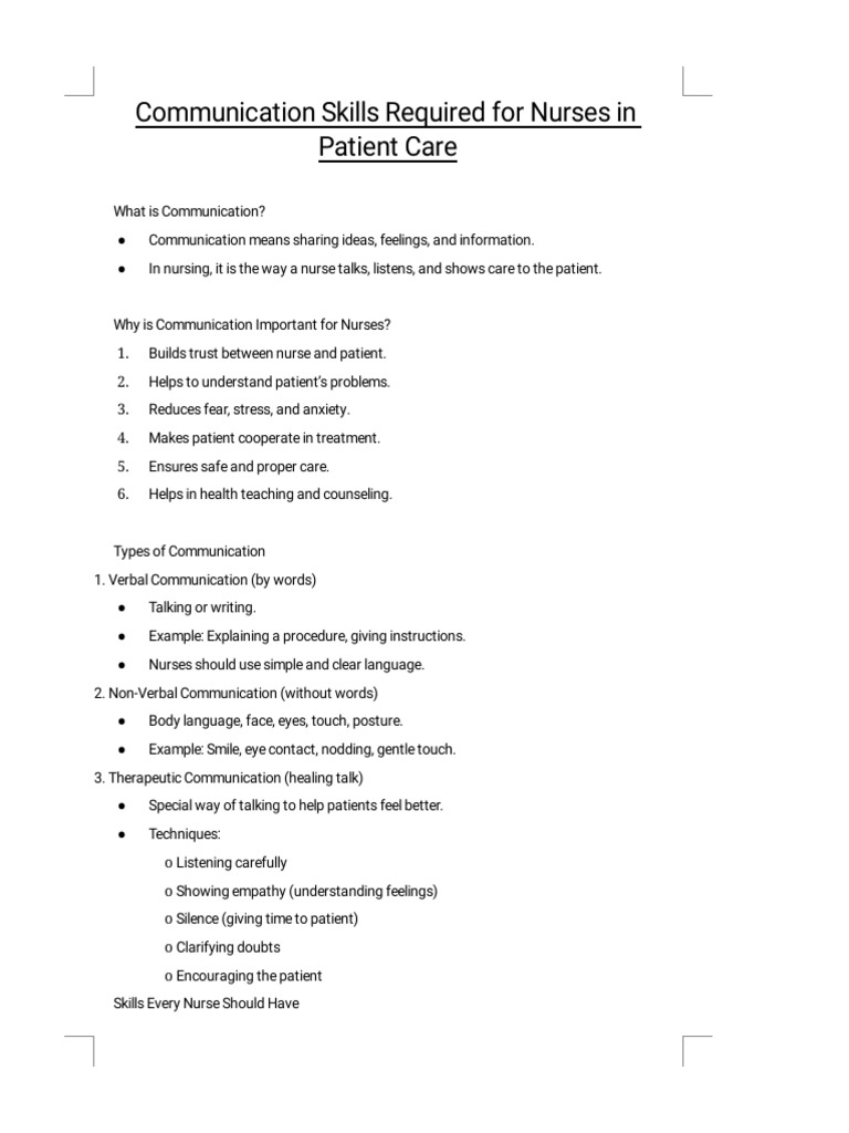 Essential Communication Skills for Nurses | PDF | Communication | Body ...