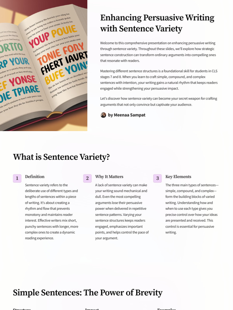 Boost Persuasive Writing with Sentence Variety | PDF | Sentence ...