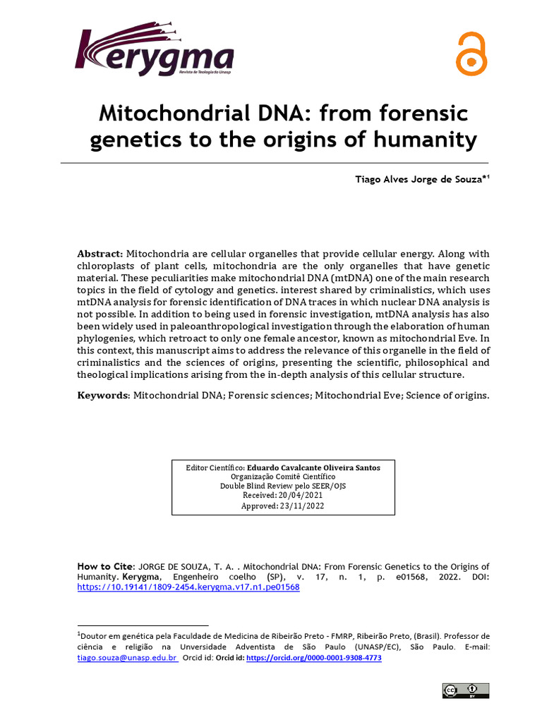 ID1568 - 6.) Mitochondrial DNA From Forensic Genetics To The Origins of ...