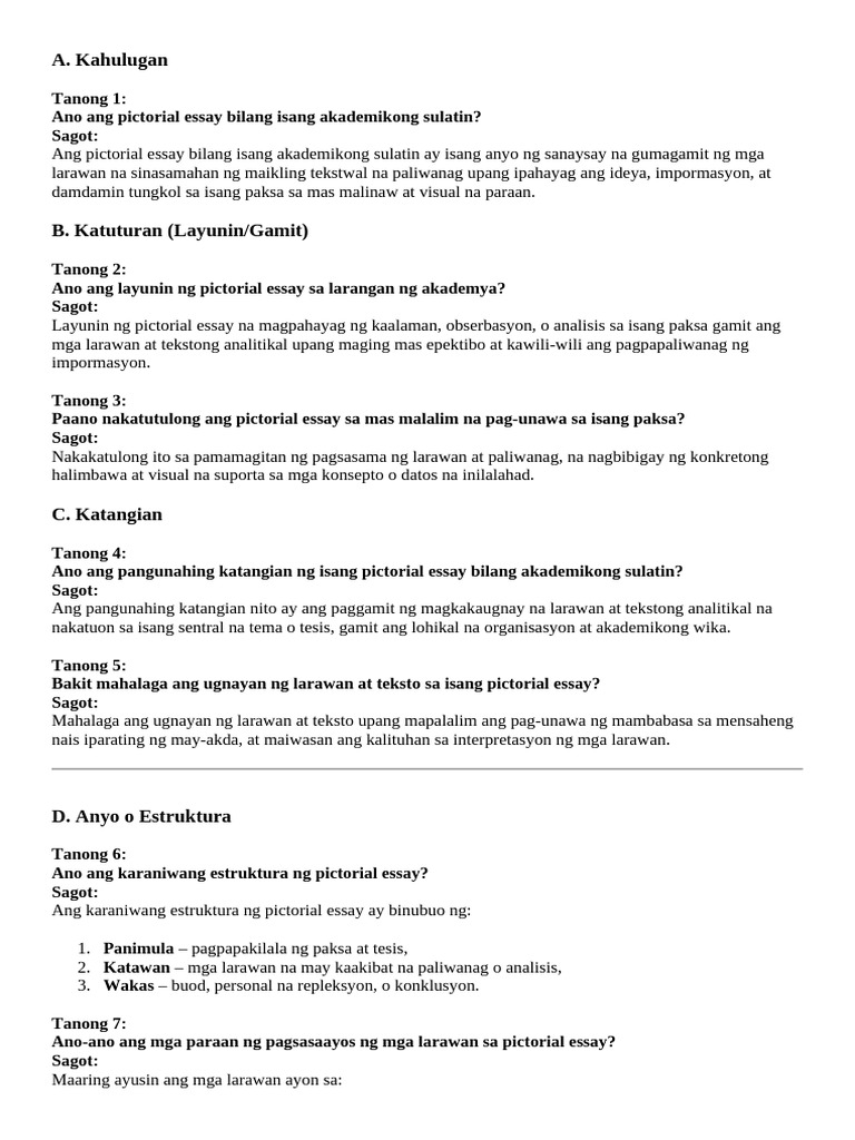 Tanong Pictorial Essay | PDF