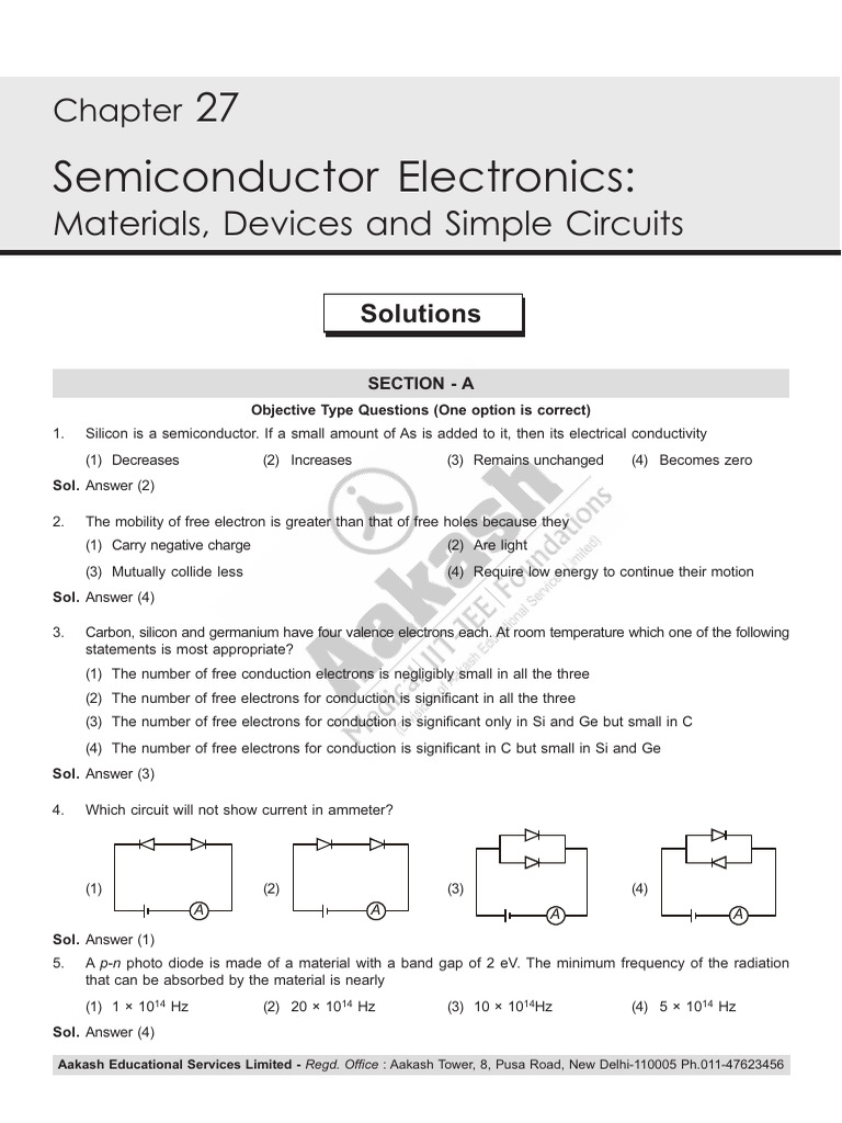 Cls Jeead-18-19 Xiii Phy Target-7 Set-1 Chapter-27 | PDF | P–N Junction | Amplifier