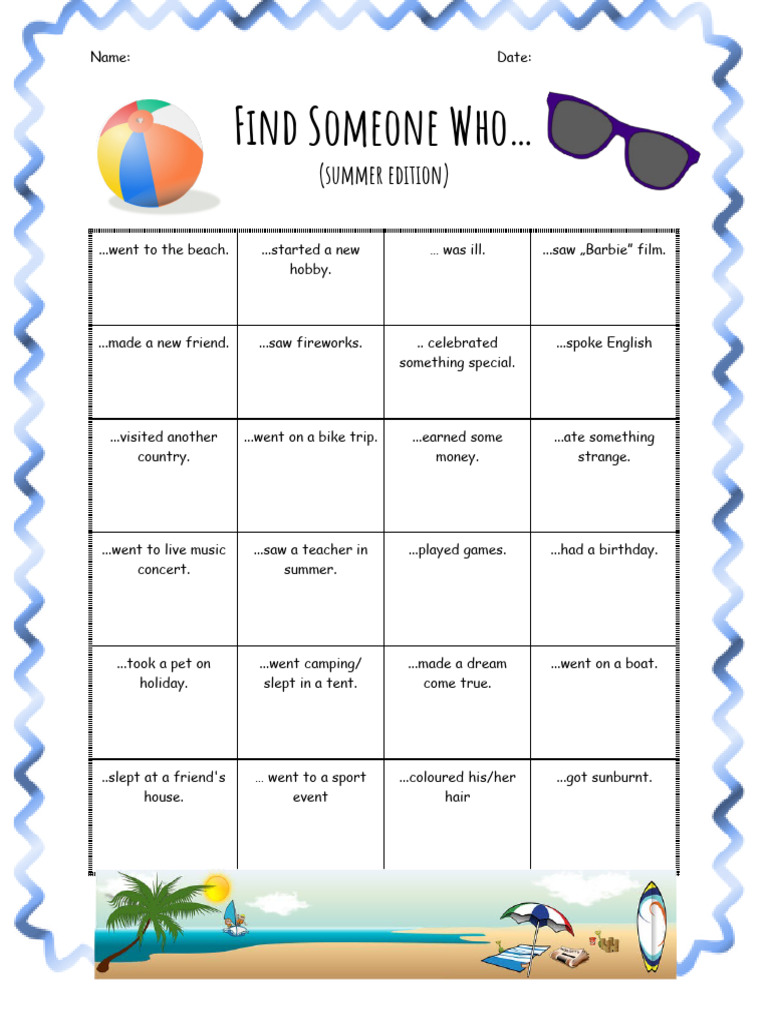 Find Someone Who : (Summer Edition) | PDF