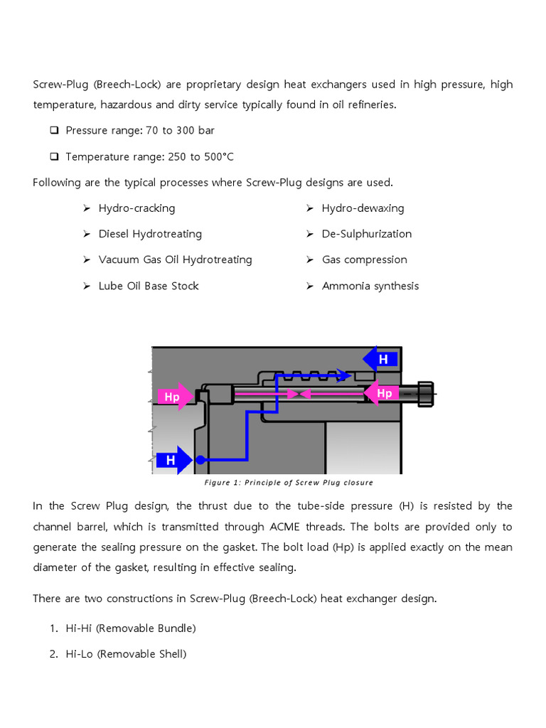 Screw-Plug Heat Exchangers Overview | PDF | Heat Exchanger | Screw