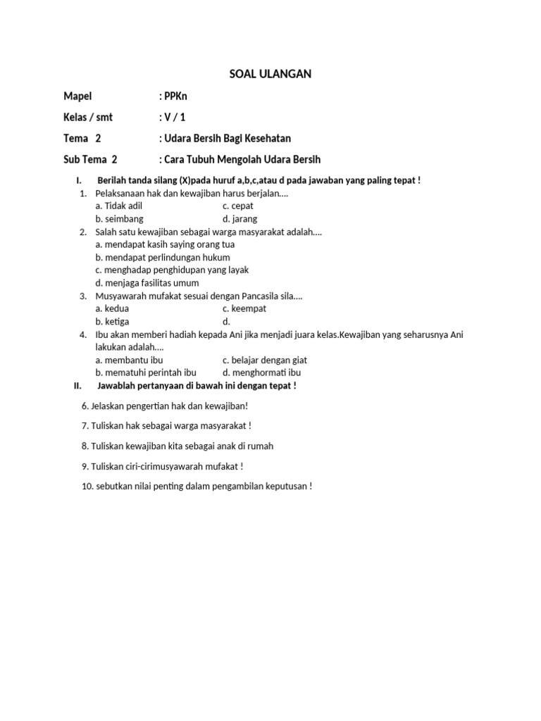 Soal Tema 2 Sub Tma 2 | PDF