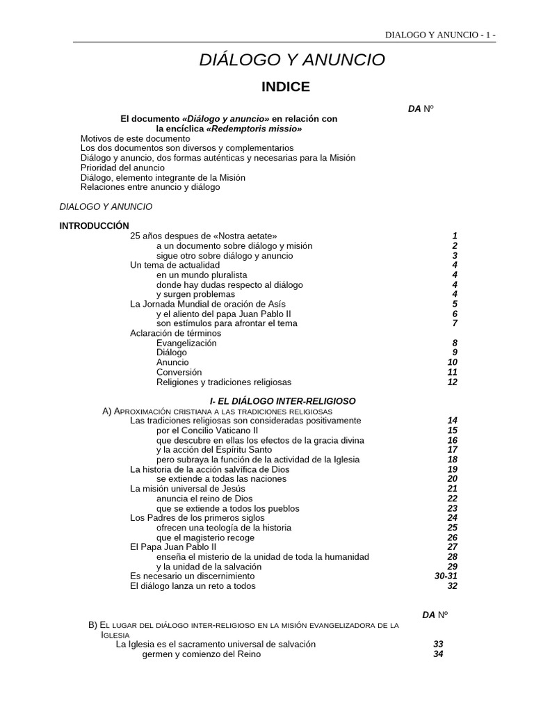 Dialogo y Anuncio 1991 | PDF | Jesús | Iglesia Católica