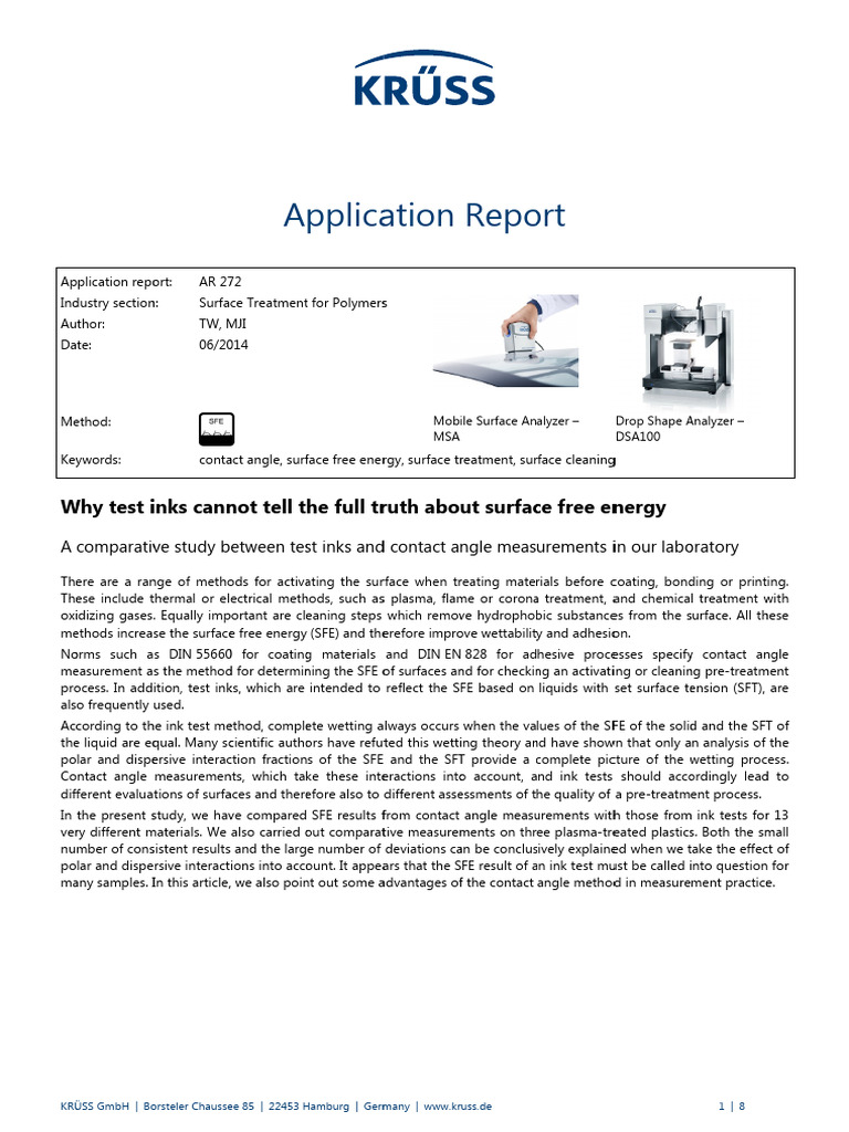Surface Free Energy Measurement Methods | PDF | Wetting | Liquids