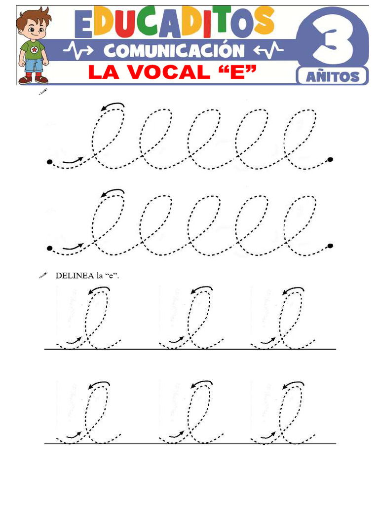 La Vocal E para Ninos de 3 Anos | PDF