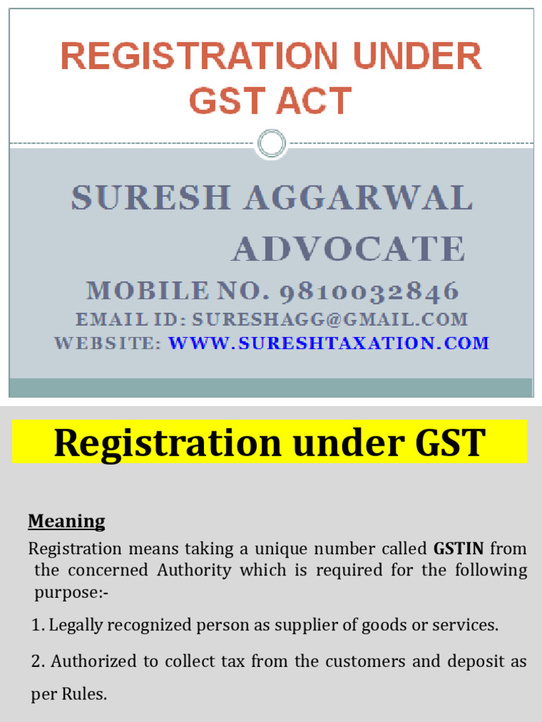 Registration of GST | PDF | Taxes | Payments