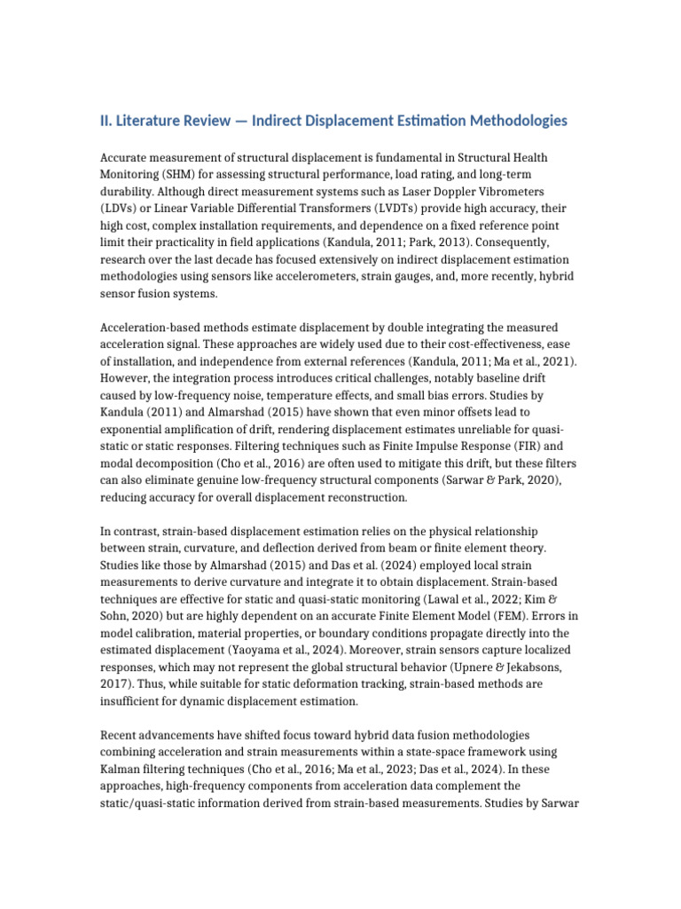 Literature Review Displacement Estimation | PDF | Kalman Filter | Applied Mathematics