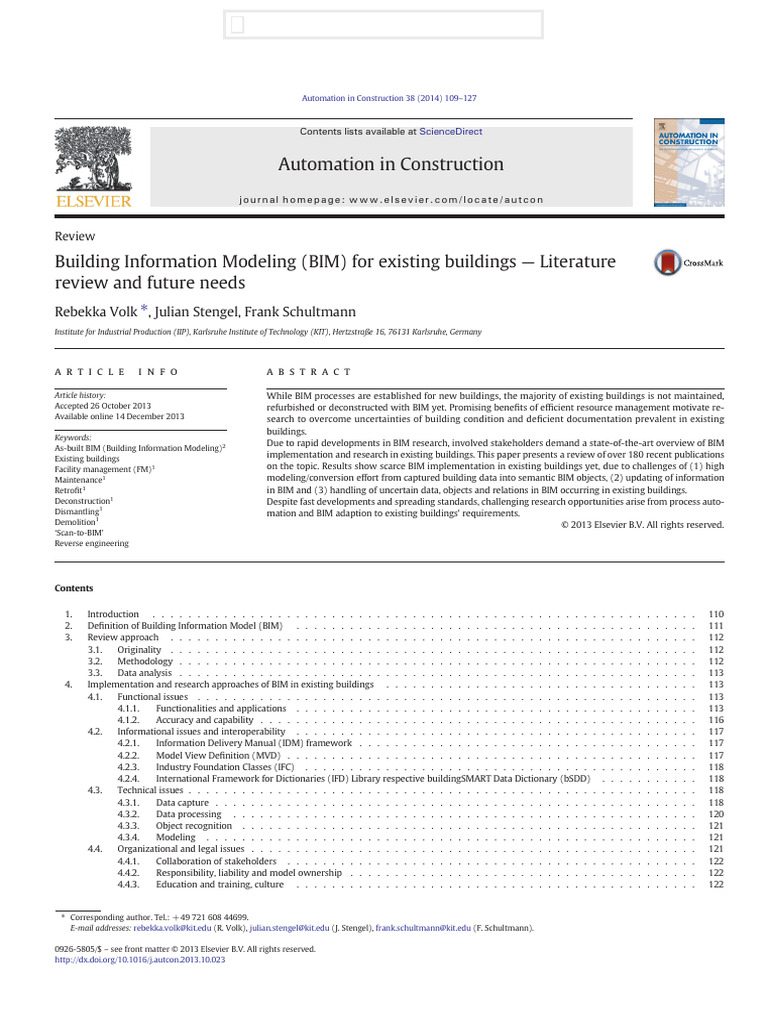 BIM for Existing Buildings: Review & Needs | PDF | Building Information ...