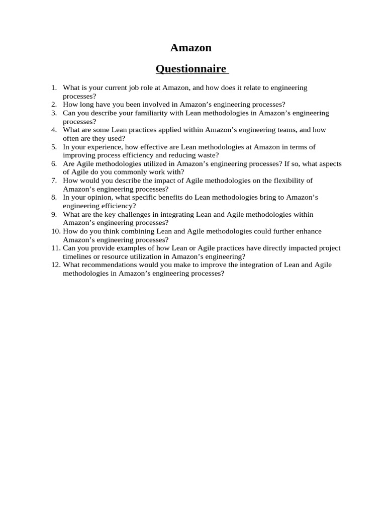 Questionnaire Amazon | PDF