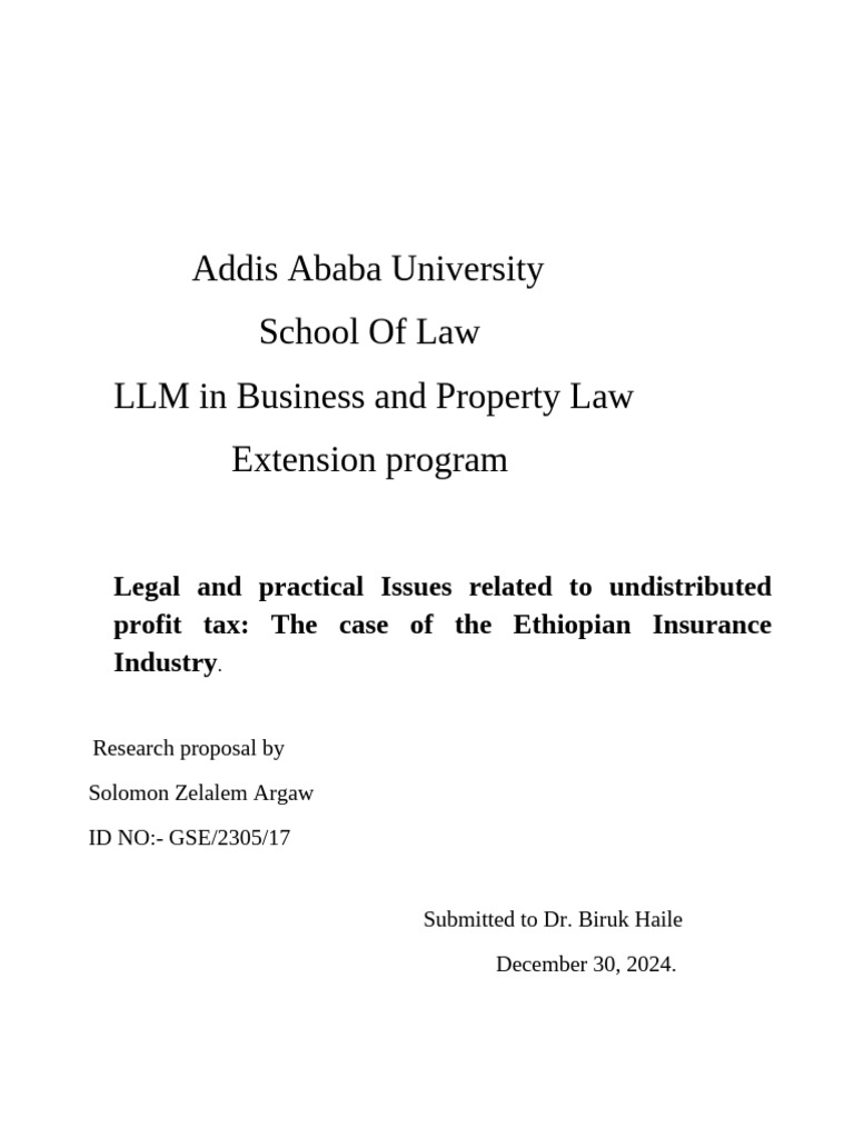 Solomon Zelalem Argaw Assignment 1 Final | PDF | Taxes | Ethiopia