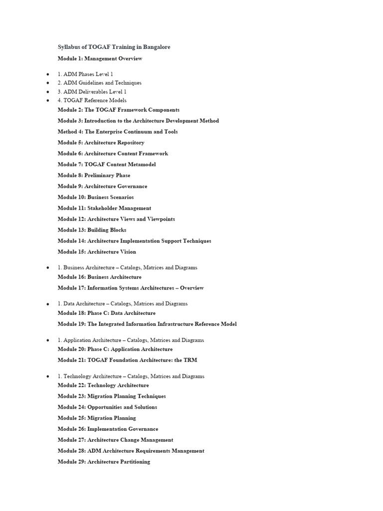 Togaf Course Details | PDF