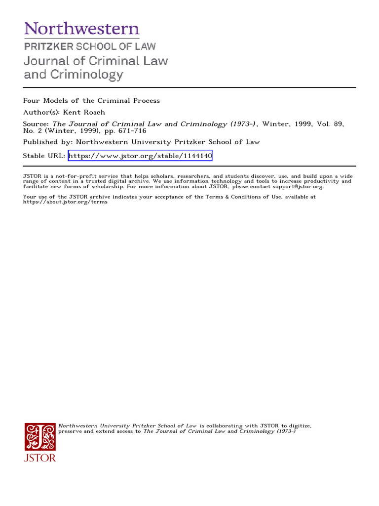 Four Models of Criminal Justice Process | PDF | Confession (Law) | Crimes