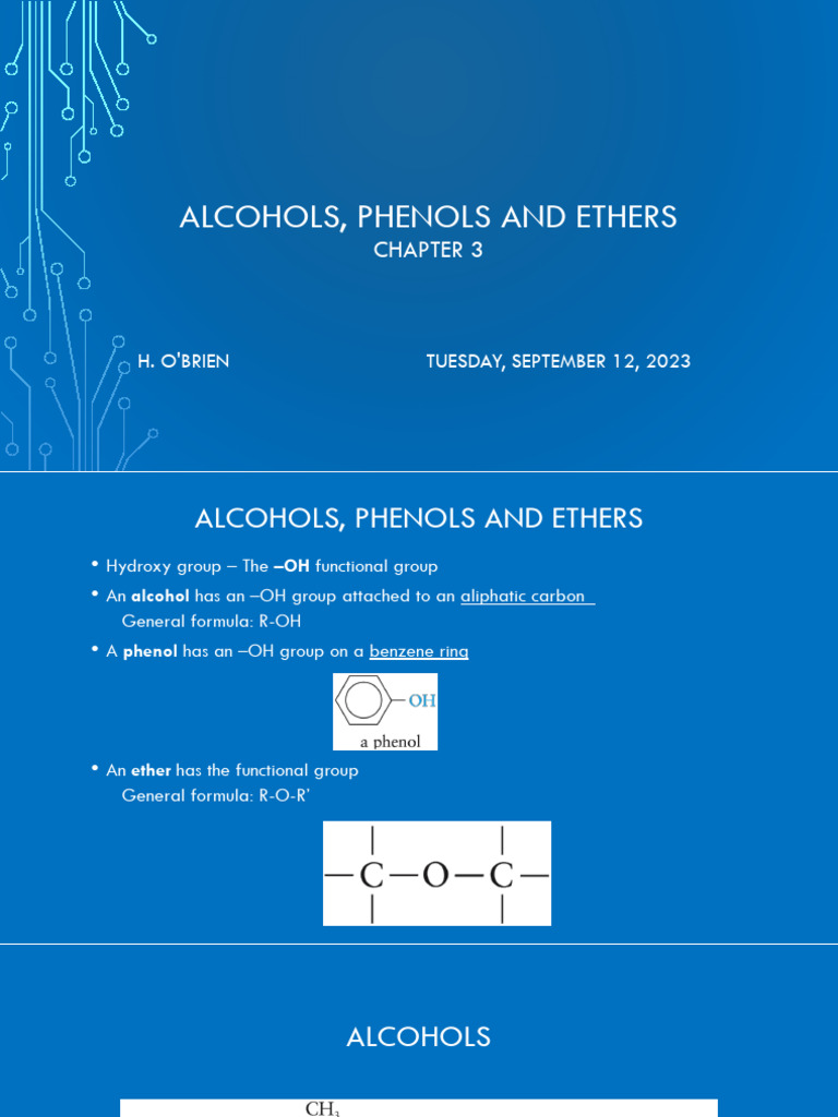 004 C1080 Organic-Alcohols, Phenols, Ethers CH13 | PDF | Ethanol | Ether