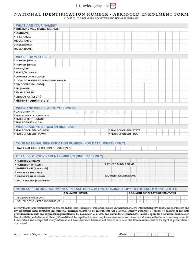 KSQ Enrolment Form V2a | PDF | Identity Document | Access Control